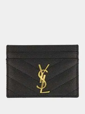Saint Laurent Cassandre Matelassé Card Case In Leather