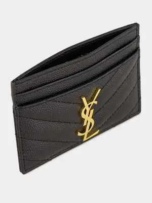 Saint Laurent Cassandre Matelassé Card Case In Leather