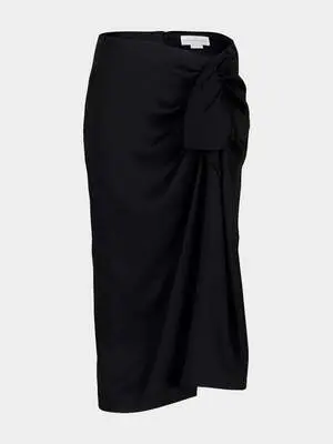 Stella McCartney Gathered Satin Midi Skirt - Black
