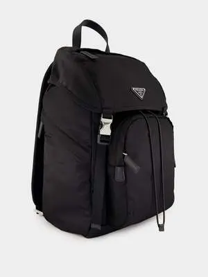 Prada Re-nylon And Saffiano Leather Backpack - Black