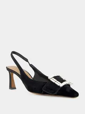 Dolce & Gabbana Velvet Slingbacks With Jeweled Buckle - Black