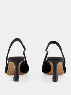 Dolce & Gabbana Velvet Slingbacks With Jeweled Buckle - Black