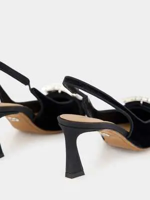 Dolce & Gabbana Velvet Slingbacks With Jeweled Buckle - Black