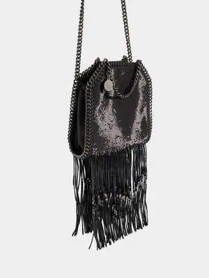 Stella McCartney Limited-edition Falabella Sequin Fringe Tiny Tote - Black