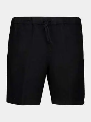 120% Lino Linen Bermuda Shorts - Black
