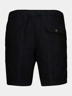 120% Lino Linen Bermuda Shorts - Black