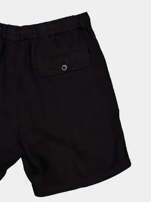 120% Lino Linen Bermuda Shorts - Black