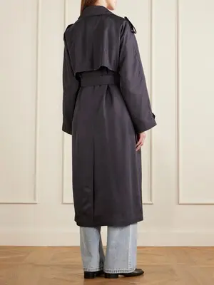 THE FRANKIE SHOP Veyron Double-breasted Belted Twill Trench Coat - Blue