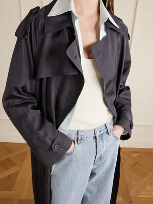 THE FRANKIE SHOP Veyron Double-breasted Belted Twill Trench Coat - Blue
