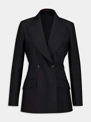Gucci Pinstripe Wool Jacquard Double-breasted Blazer - Black