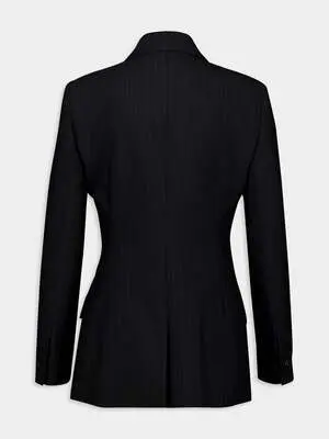 Gucci Pinstripe Wool Jacquard Double-breasted Blazer - Black