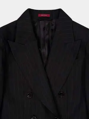 Gucci Pinstripe Wool Jacquard Double-breasted Blazer - Black