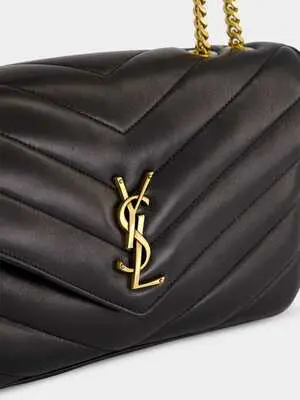 Saint Laurent Loulou Medium Matelassé Leather Bag - Black