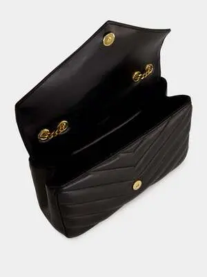 Saint Laurent Loulou Medium Matelassé Leather Bag - Black
