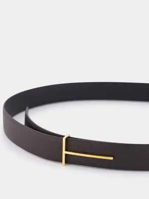 TOM FORD Slim Reversible T Leather Belt - Black