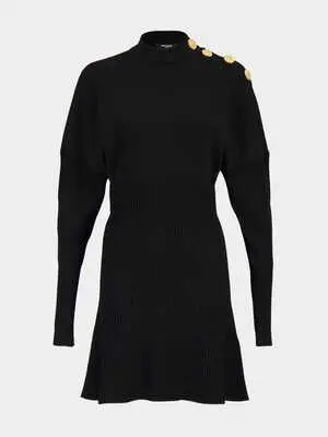 Balmain Short Flared Knit Dress - Black