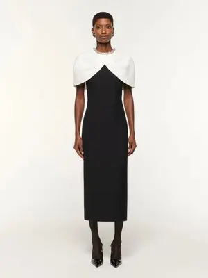 Roland Mouret Midi Dress With Crystal Shawl - Black