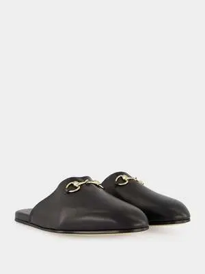Gucci Leather Horsebit Mules - Black