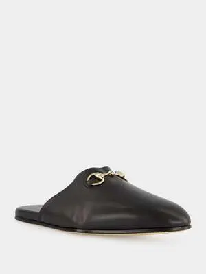 Gucci Leather Horsebit Mules - Black