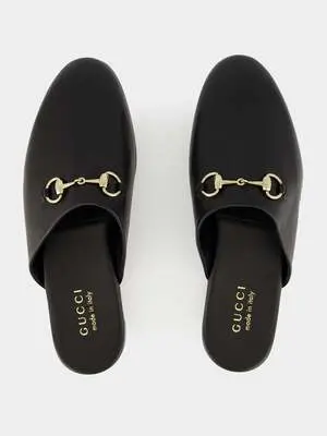 Gucci Leather Horsebit Mules - Black