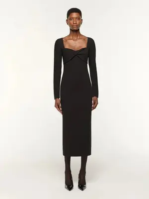 Roland Mouret Twist Drape Stretch Crepe Midi Dress - Black