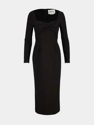Roland Mouret Twist Drape Stretch Crepe Midi Dress
