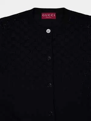 Gucci Wool Cardigan With Gg Crystals