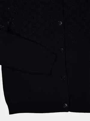 Gucci Wool Cardigan With Gg Crystals
