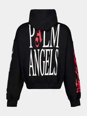 Palm Angels Full-zip Hooded Sweatshirt With Flames Flag
