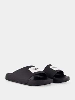 Givenchy Label Slide Flat Mules - Black