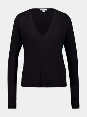 JAMES PERSE Long Sleeve Deep V-neck T-shirt