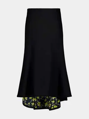 La DoubleJ Flared Midi Skirt - Black
