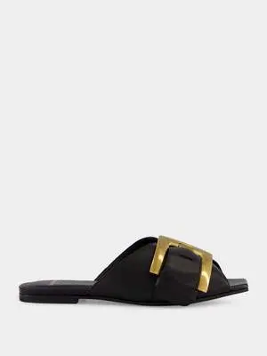 Balmain Anthem Flat Sandals - Black