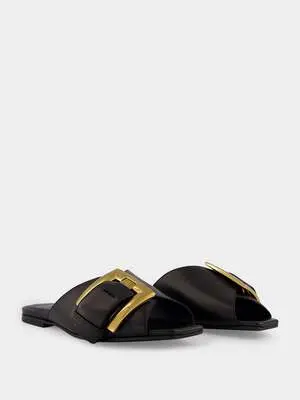 Balmain Anthem Flat Sandals - Black