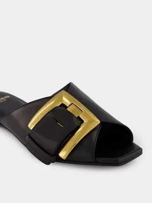 Balmain Anthem Flat Sandals - Black