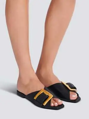 Balmain Anthem Flat Sandals - Black