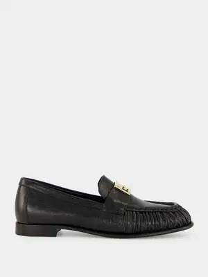 Fendi Nappa Leather Baguette Loafers - Black