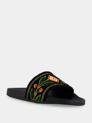 Casablanca Embroidered Terry Slides