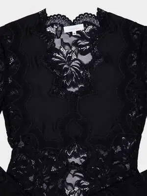 Rabanne Lace Long-sleeved Top - Black