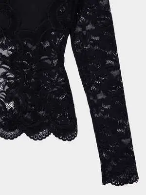 Rabanne Lace Long-sleeved Top - Black