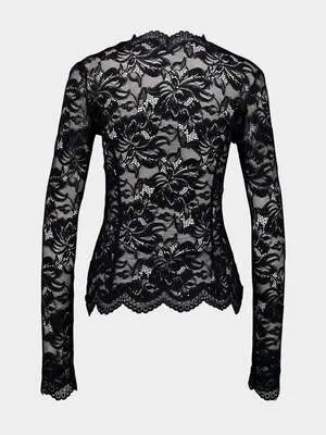 Rabanne Lace Long-sleeved Top - Black