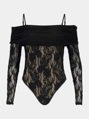 Zimmermann Rebellion Draped Lace Bodysuit - Black