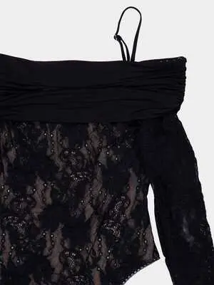 Zimmermann Rebellion Draped Lace Bodysuit - Black