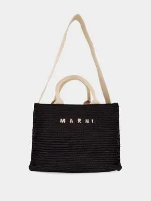 Marni Raffia-effect Small Tote - Black