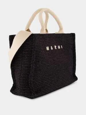 Marni Raffia-effect Small Tote - Black