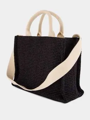Marni Raffia-effect Small Tote - Black