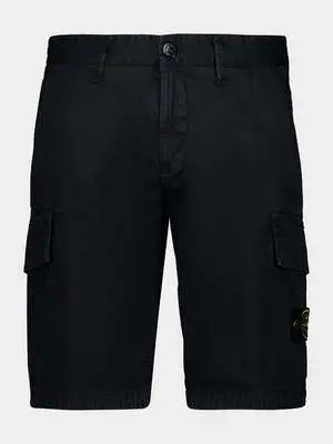 Stone Island Organic Cotton Stretch Cargo Shorts Black