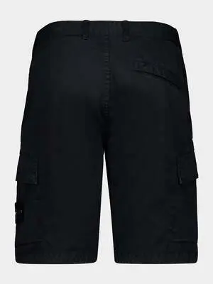 Stone Island Organic Cotton Stretch Cargo Shorts - Black