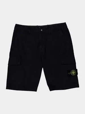 Stone Island Organic Cotton Stretch Cargo Shorts - Black