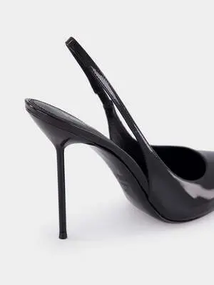 Paris Texas Lidia 110 Slingback Patent Leather Heels - Black